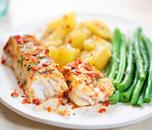 Oven Roasted Cod with Green Beans and Potatoes | Panamei Seafood